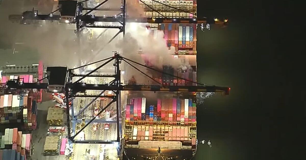 Container Ship Fire Contained After 4 Days At Port Of LA, Salvage Work ...